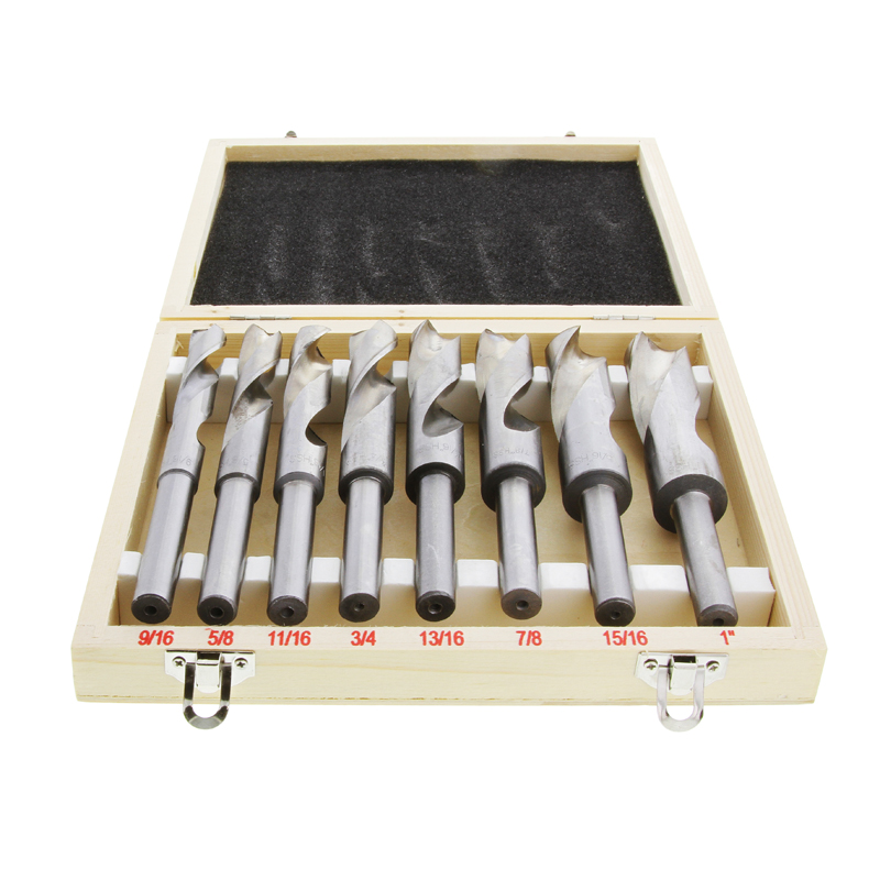 Toolex | Drill Set 8Pc 1/2"Shank 9/16-1 Timber Case Toolex Colour Sleeve