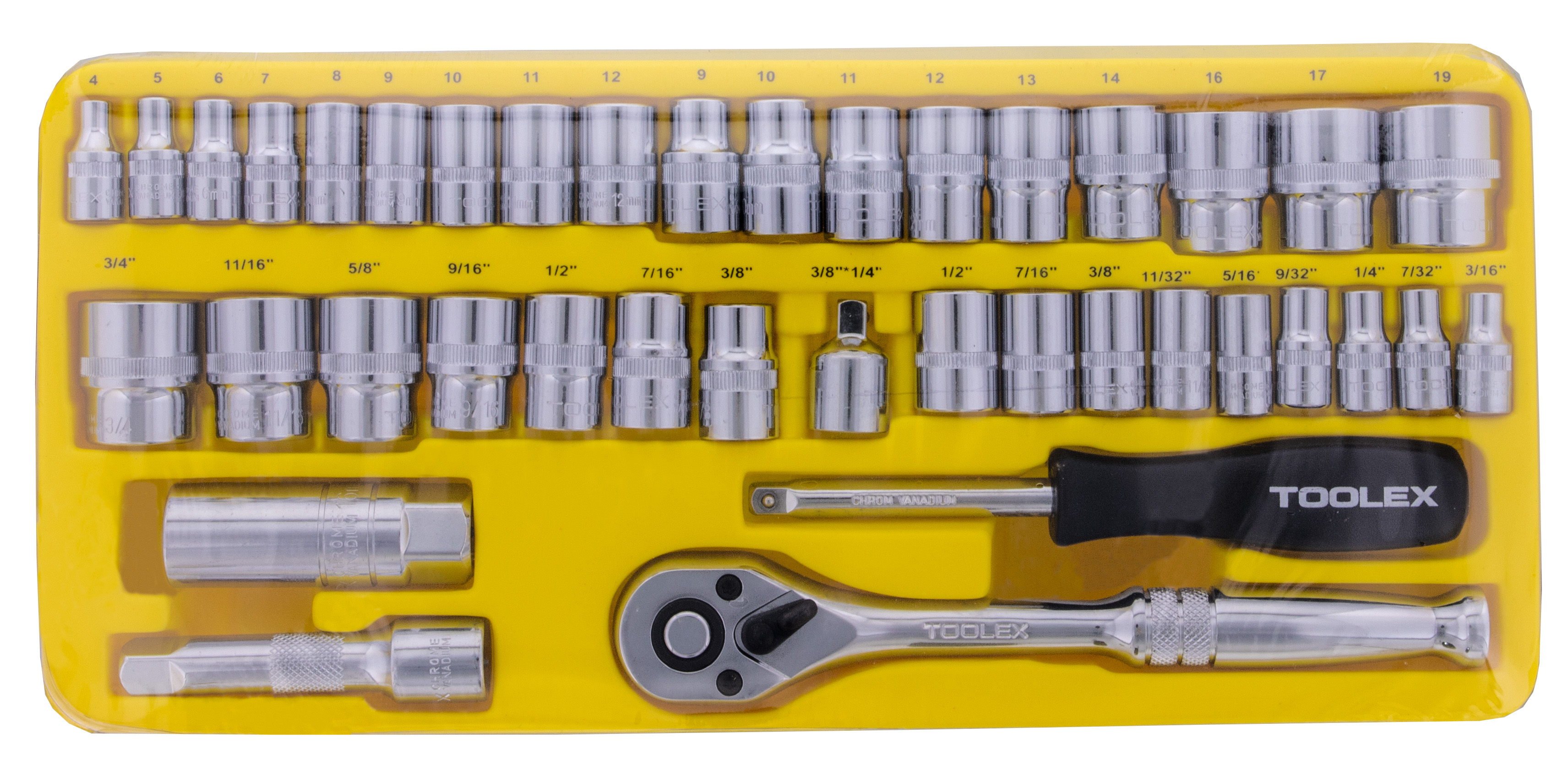 Toolex | Socket Set 1/4,3/8Dr 39Pc Plastic Insert